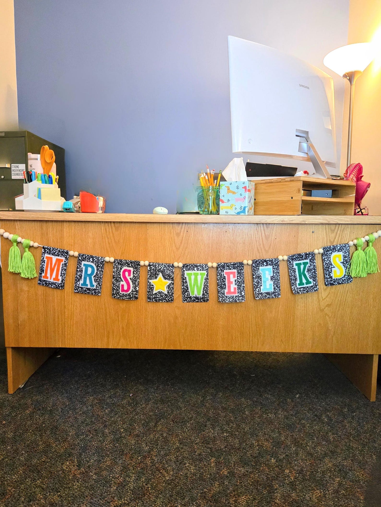 Classroom Garland Decor Custom Teacher Name Banner Composition Notebook ...