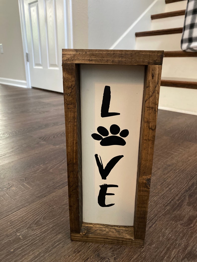 Dog signRustic Farmhouse white wall hanging Dog signhome | Etsy