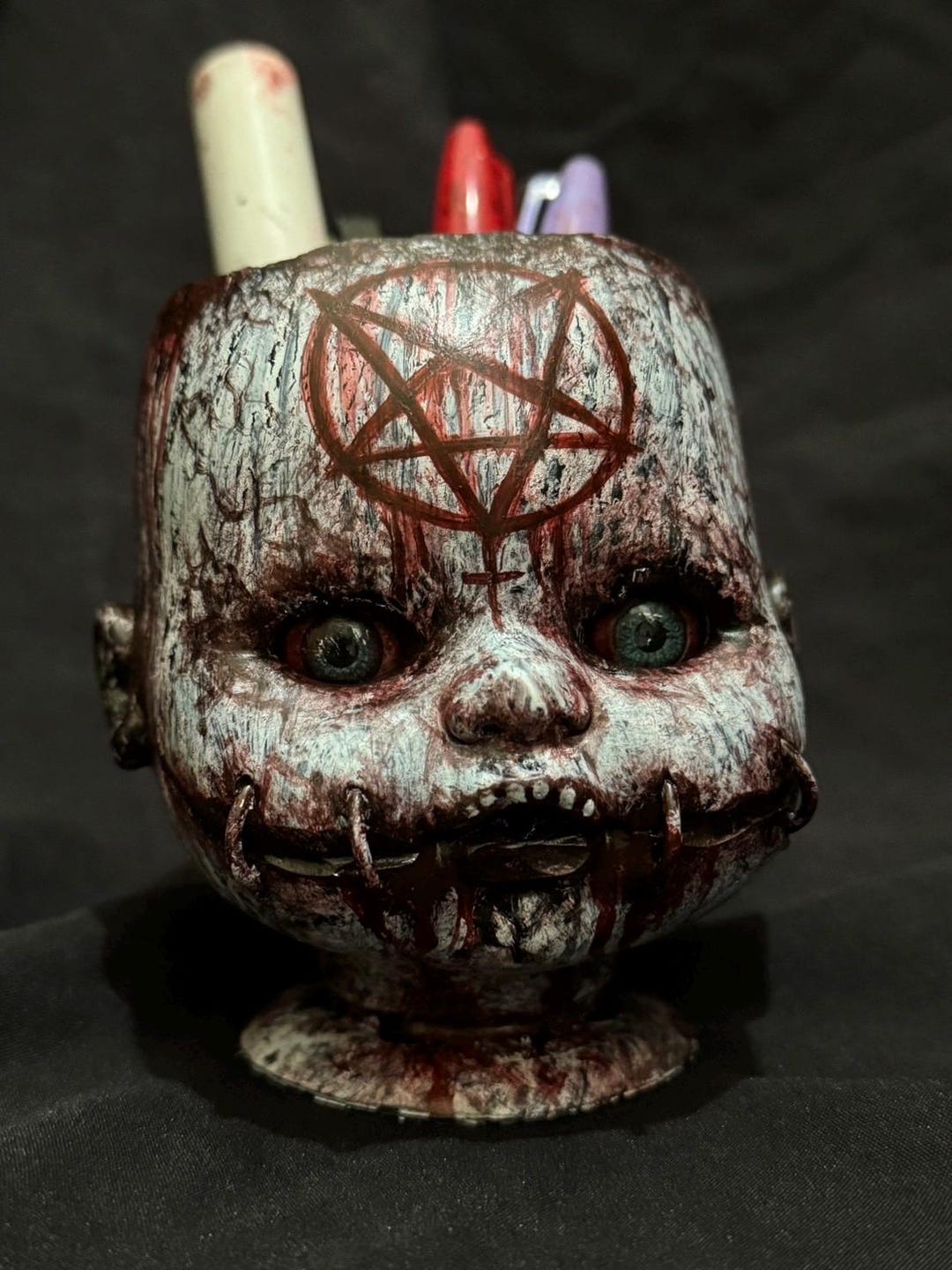 New Head of Satanic Baby Boy Goth Doll Size 4 Inches Style Creepy Cute ...