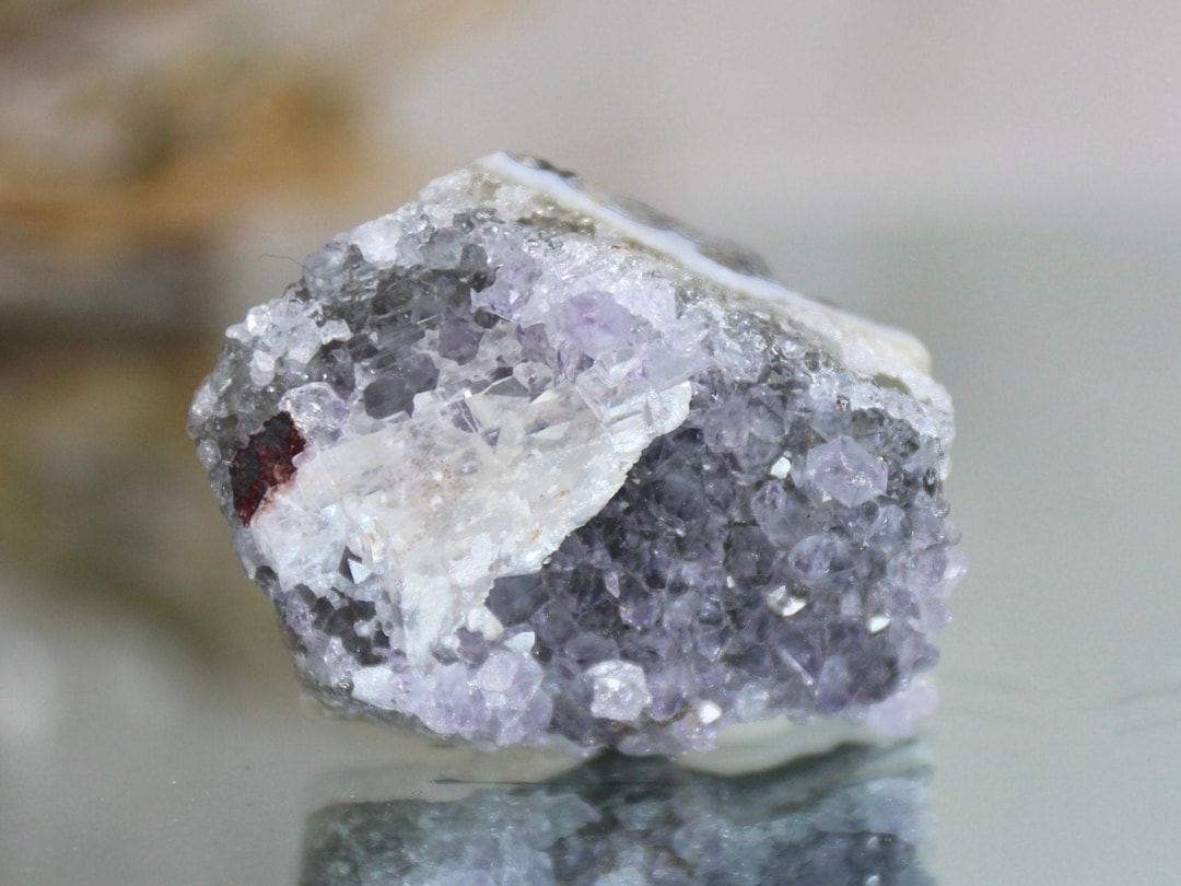 Amethyst Cluster With Calcite: Raw Stone Matrix, Spiritual Decor - Etsy
