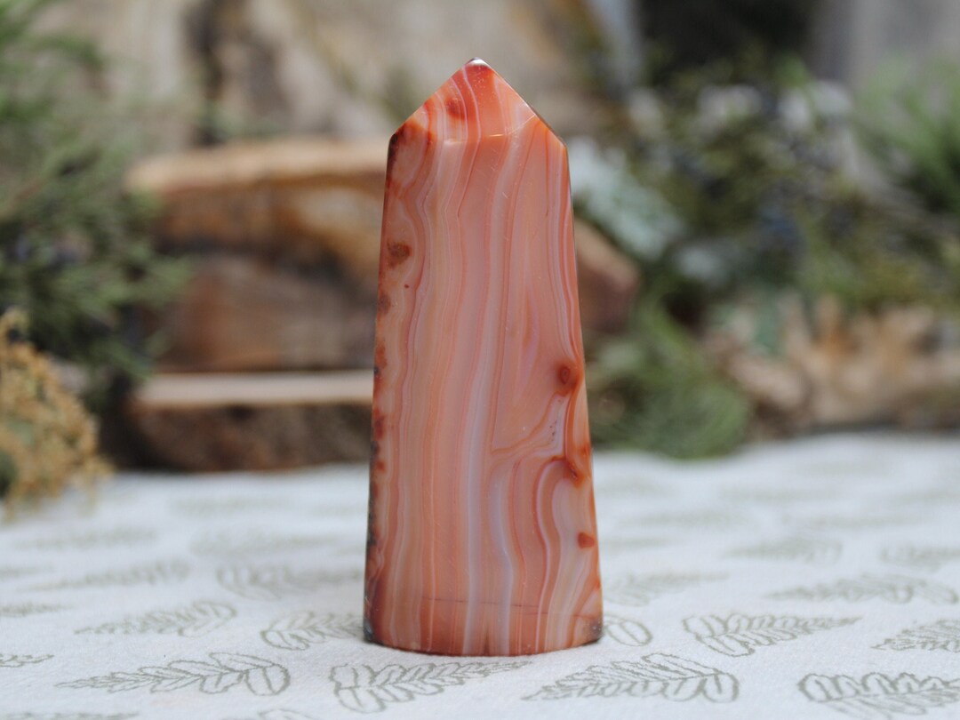 AAA+ Pink Banded Carnelian Crystal Generator Point, 3.7 Oz Polished ...
