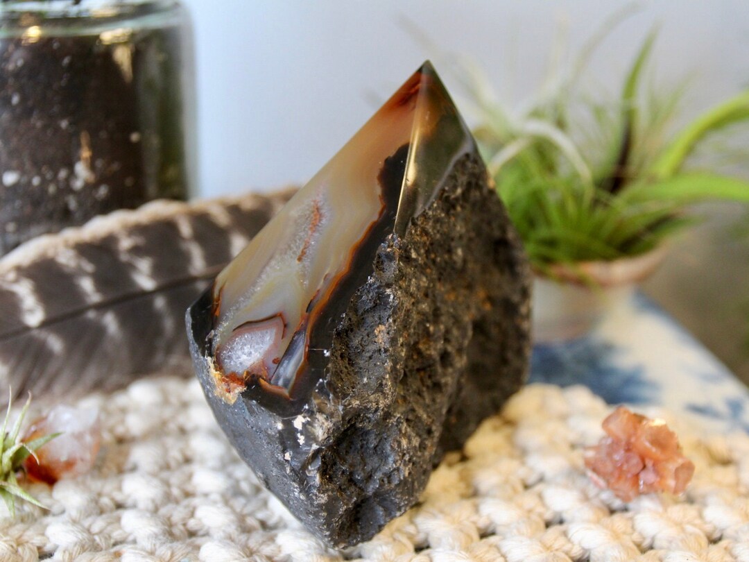Dark Brown and Red Agate Geode Crystal Point, 22.8 Oz - Etsy