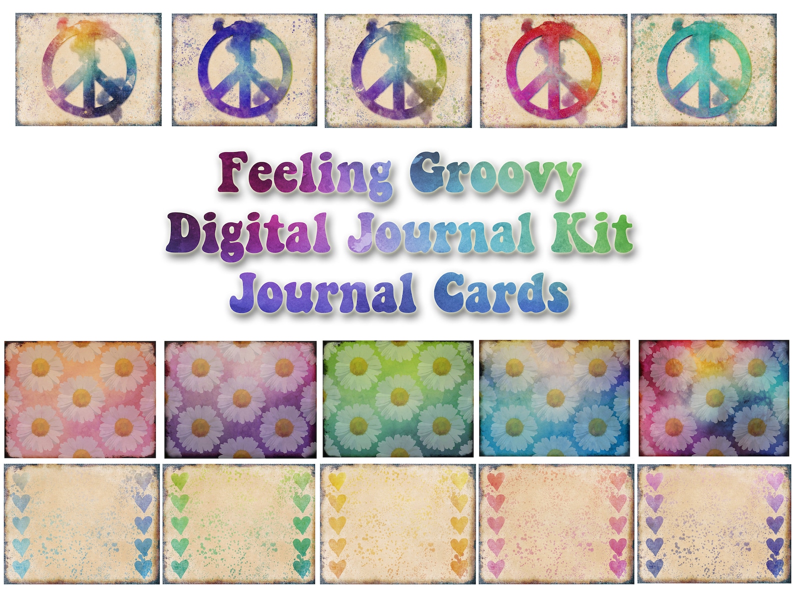 Feeling Groovy the Complete Collection Junk Journal Digital Papers, Tie ...