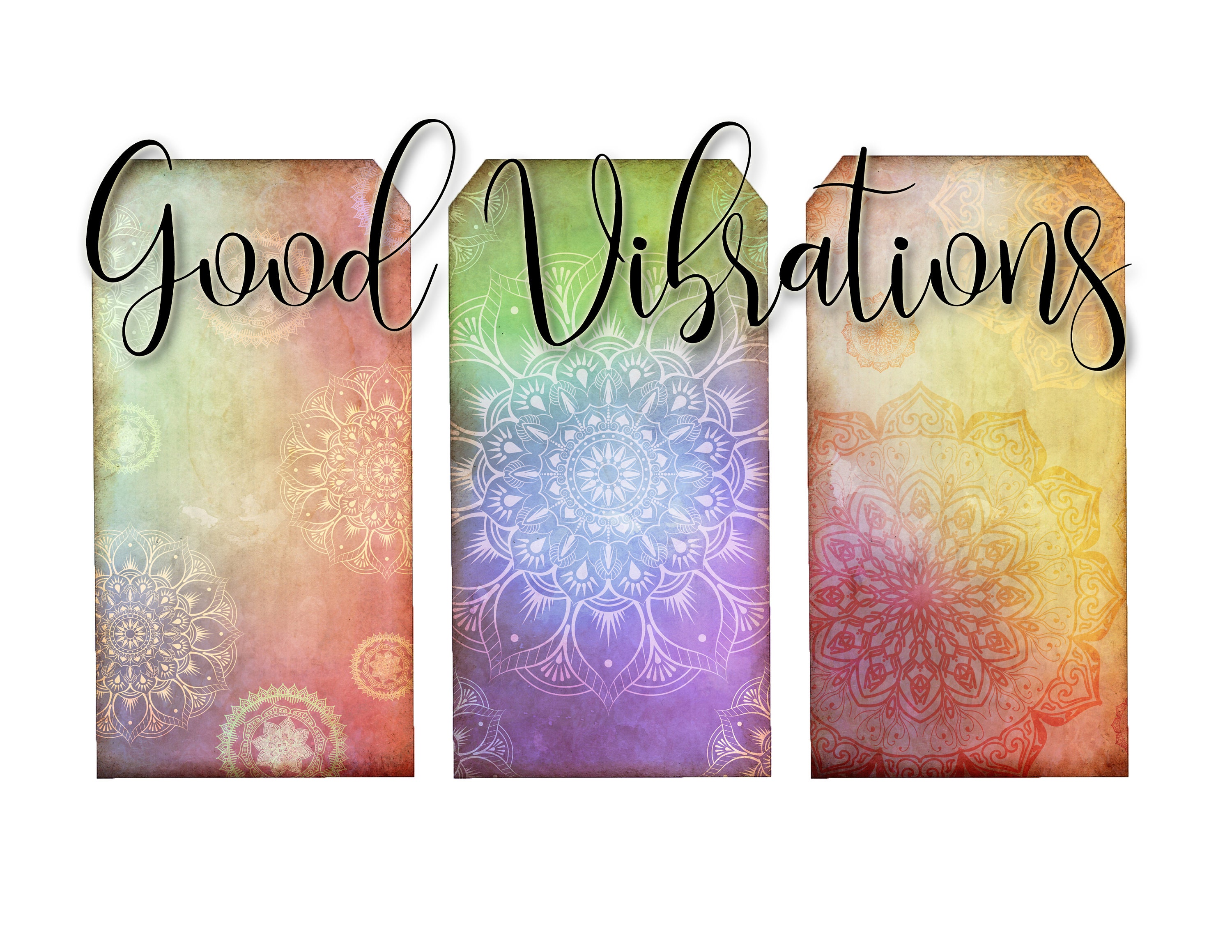 Good Vibrations Digit Kit Tags and Envelopes, Mandala Journal Kit, Boho ...