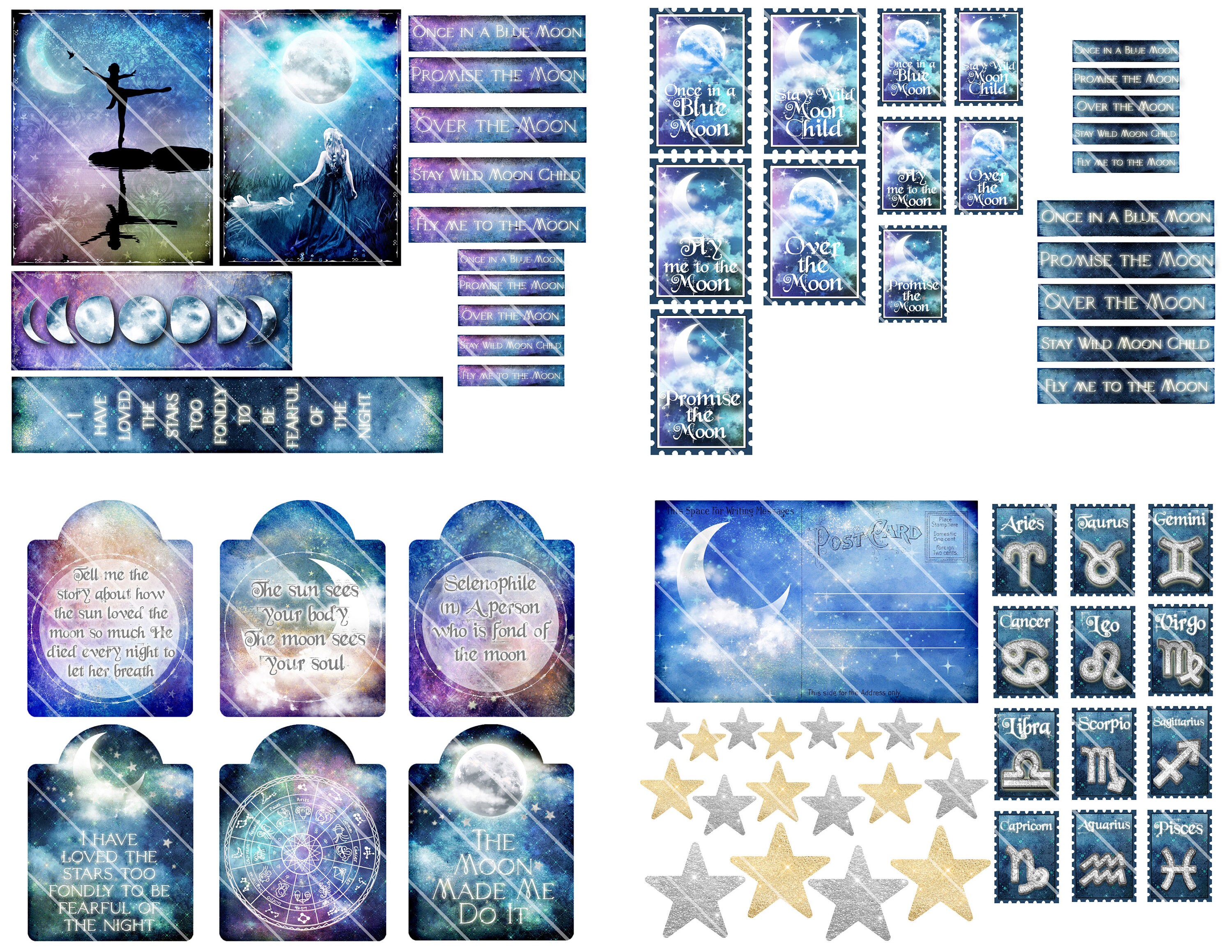 Moon Child Digital Journal Kit, Zodiac Journal Kit, Astrology Digital ...