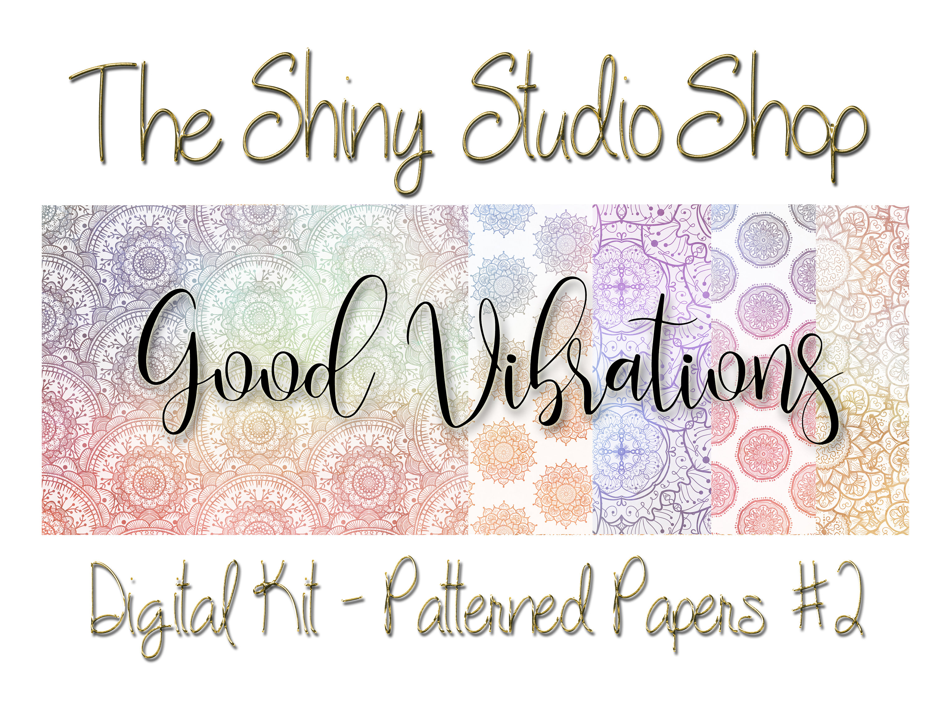 Good Vibrations Digital Collection Kit, Mandala Journal Kit, Boho ...