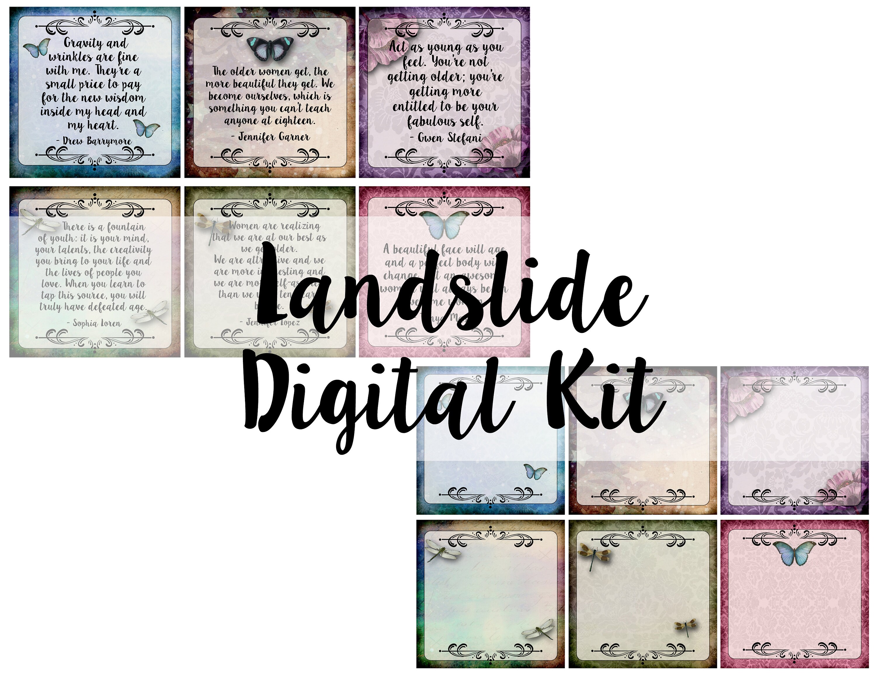 Landslide Ephemera Kit, Digital Ephemera Kit, Boho Junk Journal ...