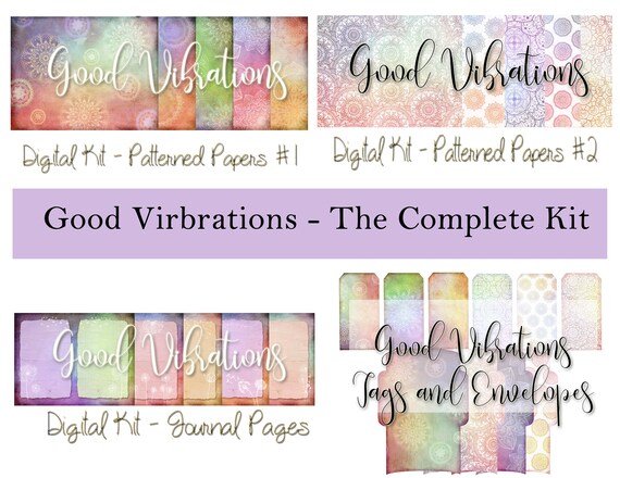 Good Vibrations Digital Collection Kit Mandala Journal Kit | Etsy