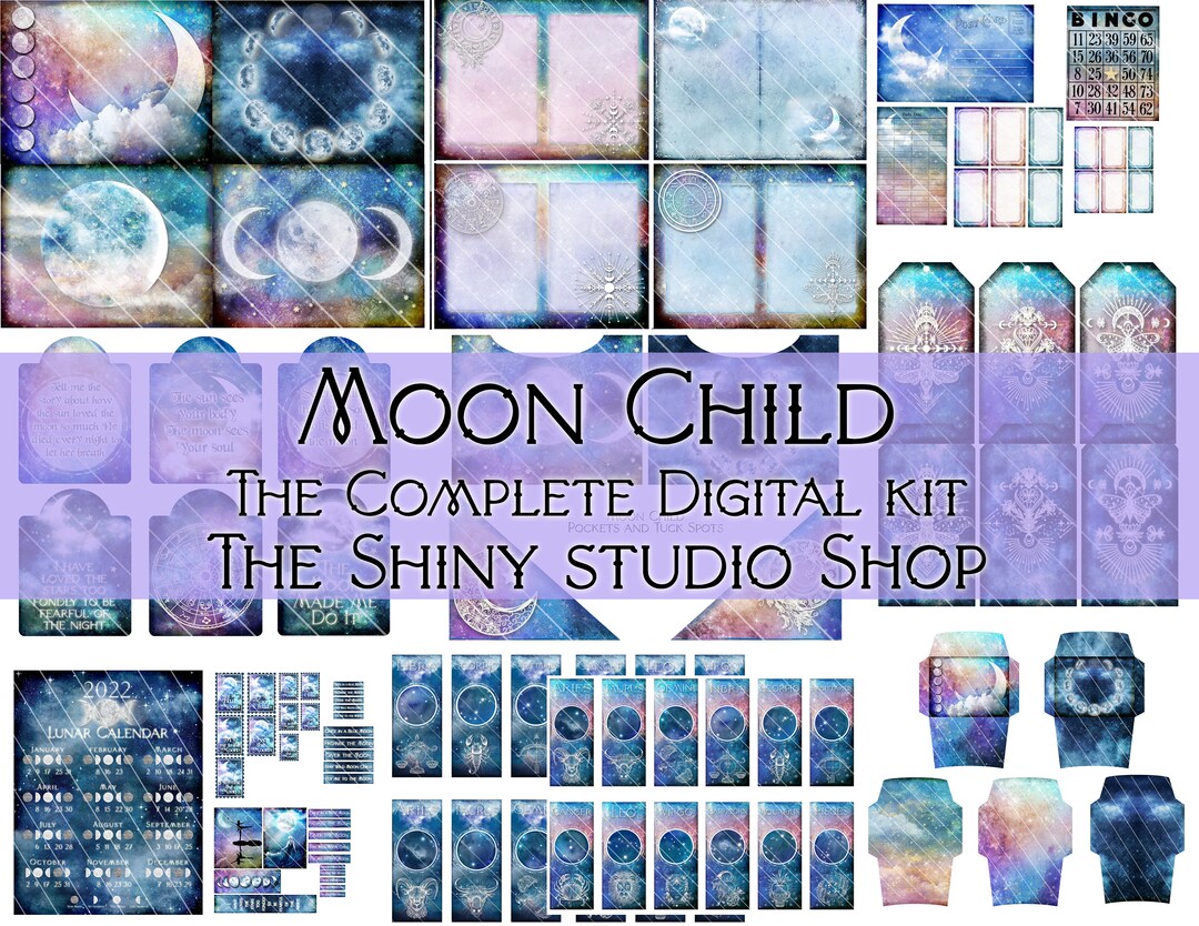 Moon Child Digital Journal Kit, Zodiac Journal Kit, Astrology Digital ...