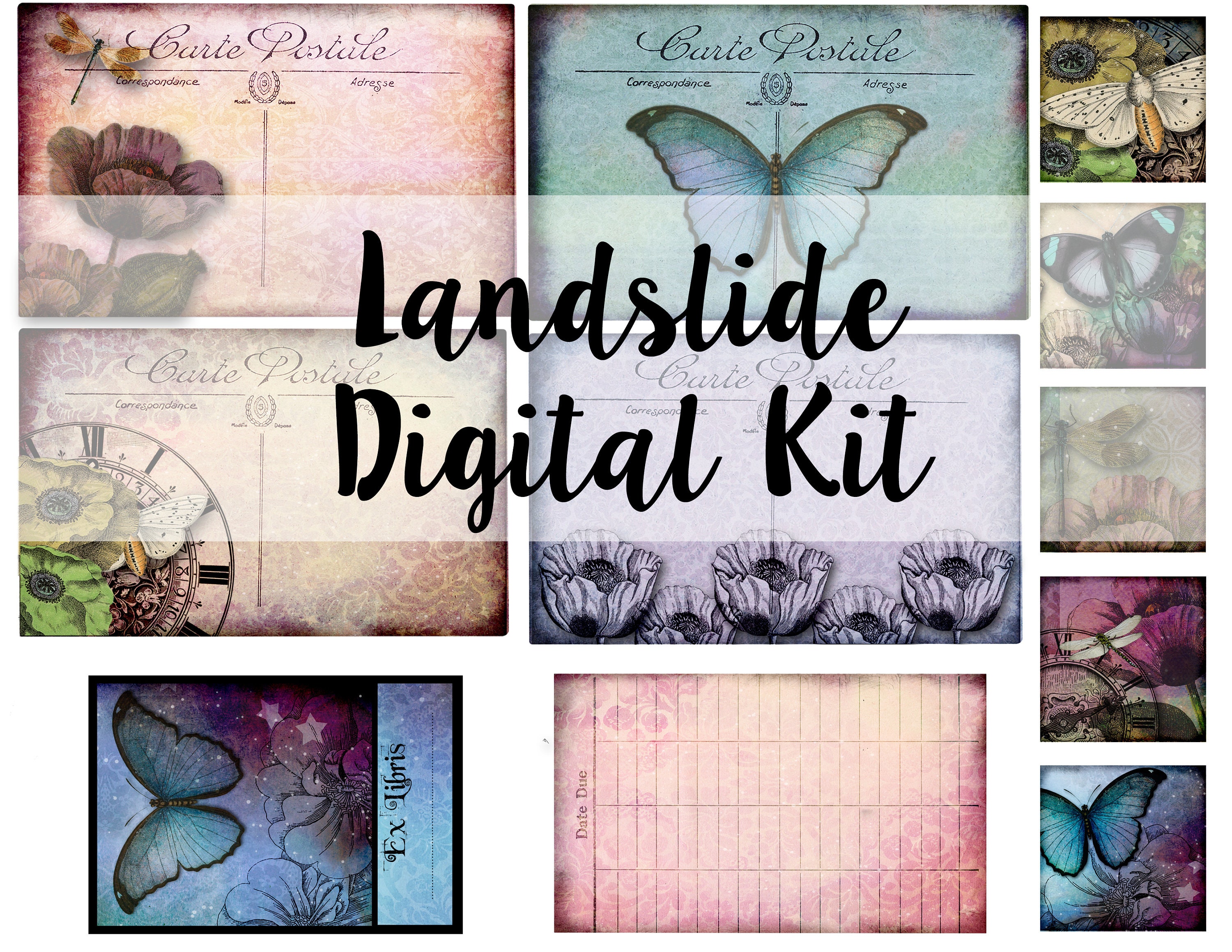 Landslide Ephemera Kit Digital Ephemera Kit Boho Junk | Etsy
