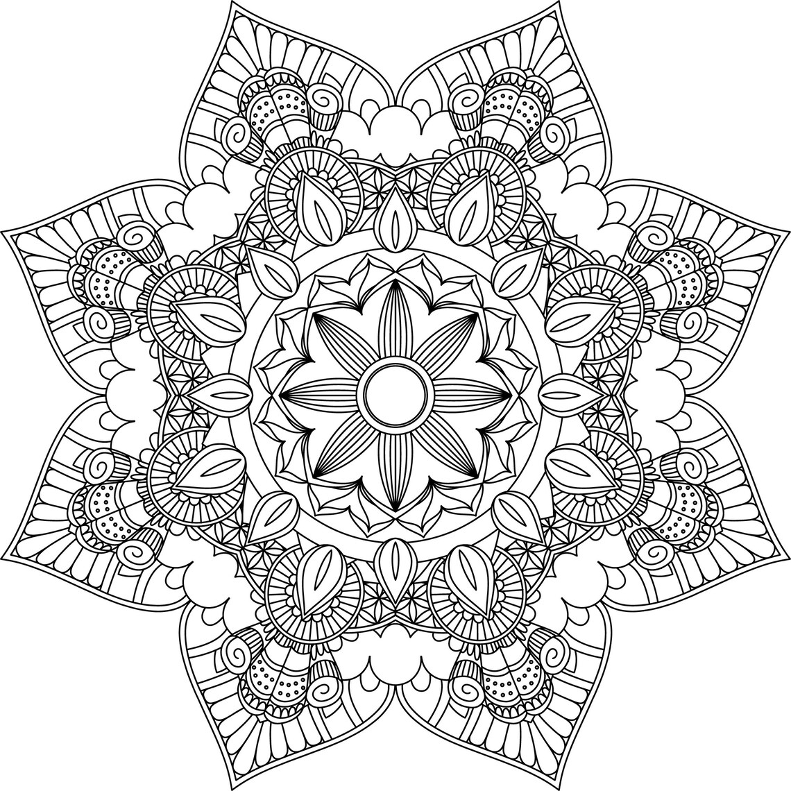 Mandala Coloring Pages, Adult Coloring Sheet, Printable Coloring Page ...