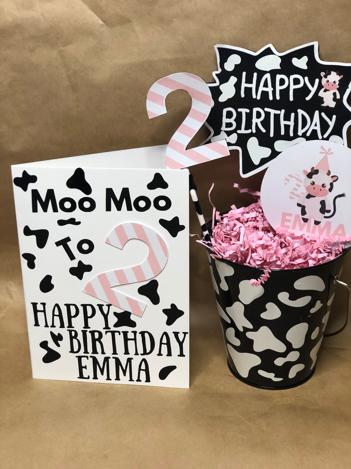 Cow Birthday Centerpiece | Happy Birthday - Etsy