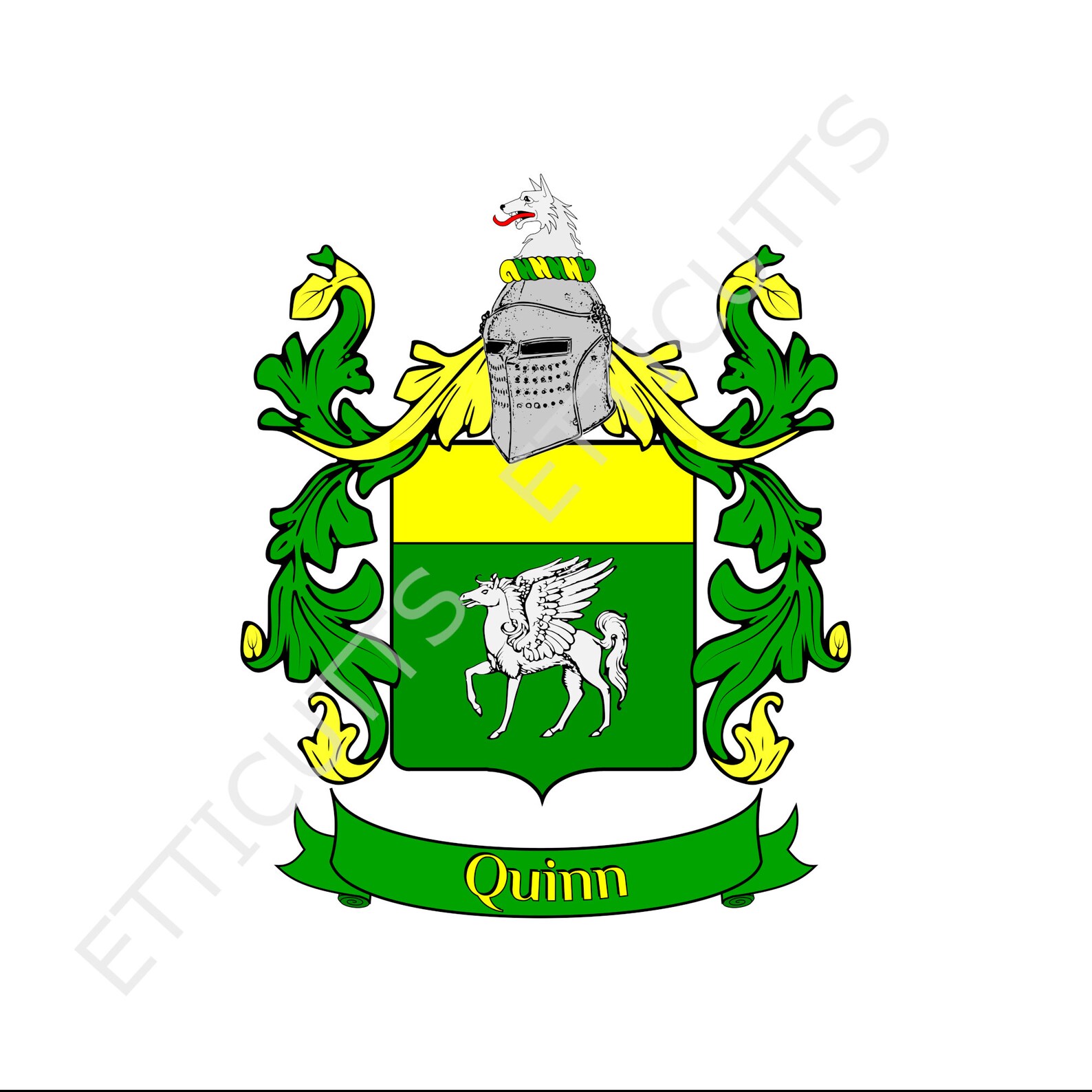 Bespoke Quinn Coat of Arms With Wolf Crest - Etsy