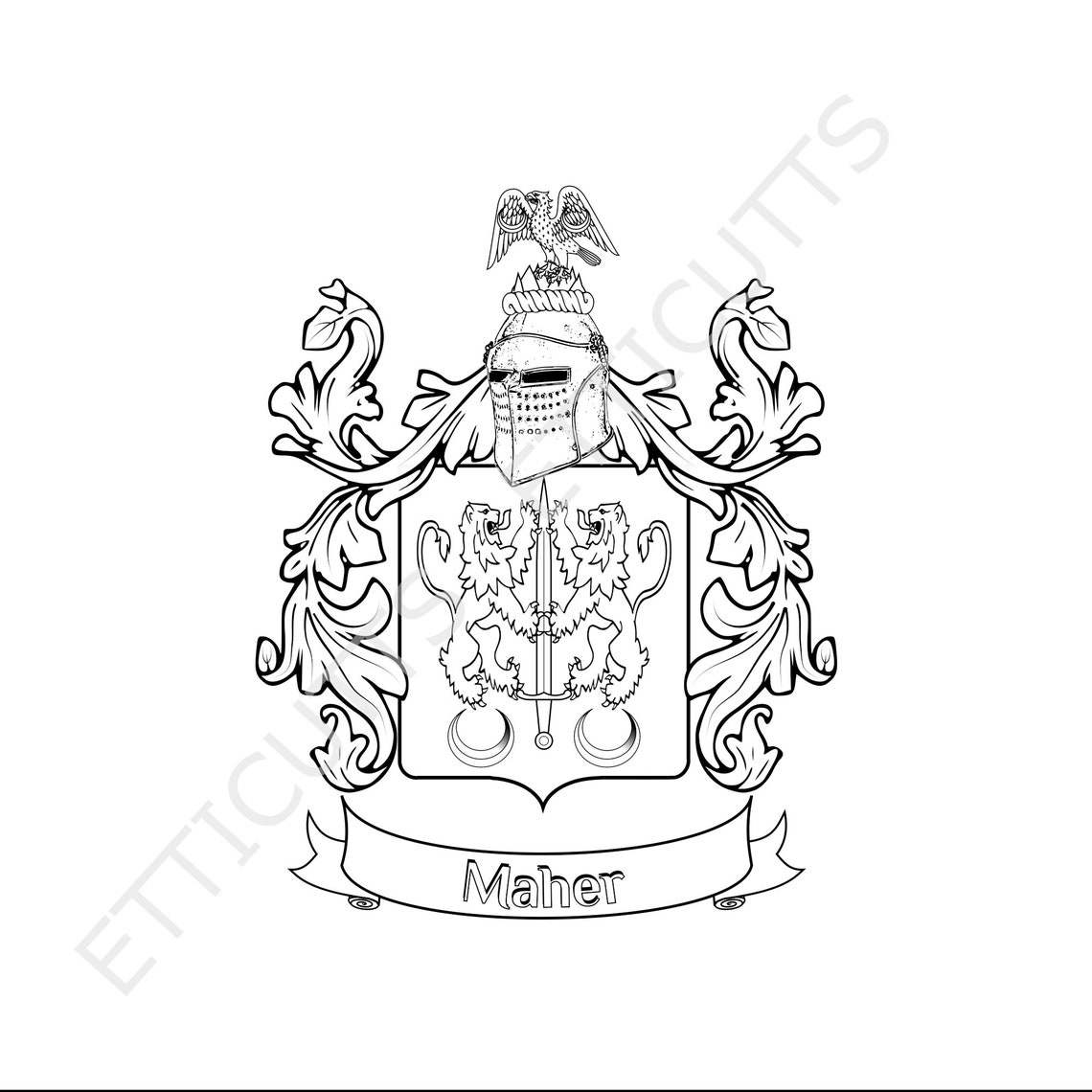 Maher Coat of Arms Print Cut Sublimate Engrave Digital Download - Etsy