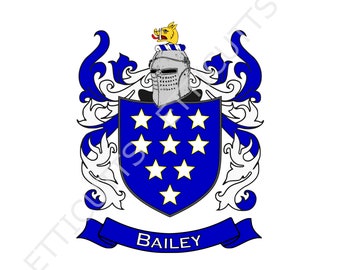 Bailey Family Crest Digital Download Bailey Coat of Arms JPG File ...