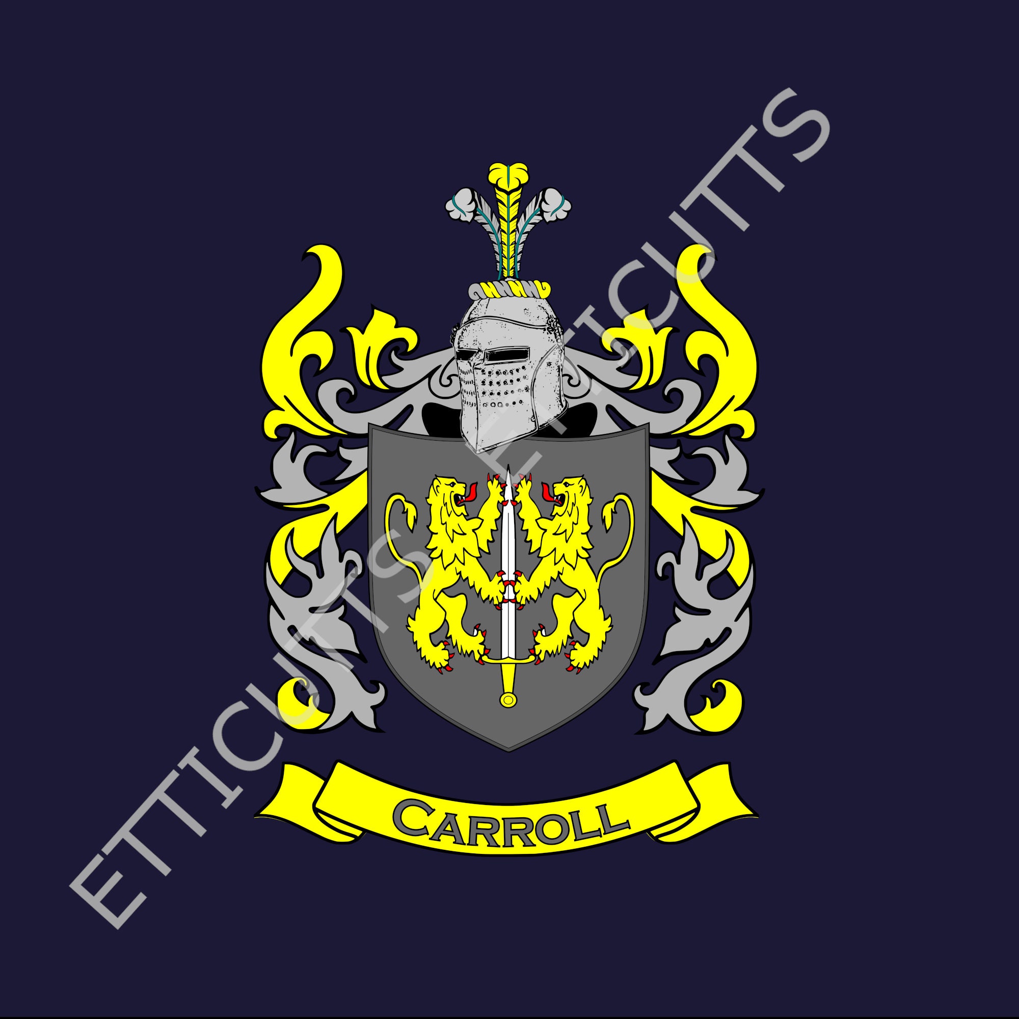 Carroll Coat of Arms Print Cut Sublimate Engrave Digital Download - Etsy