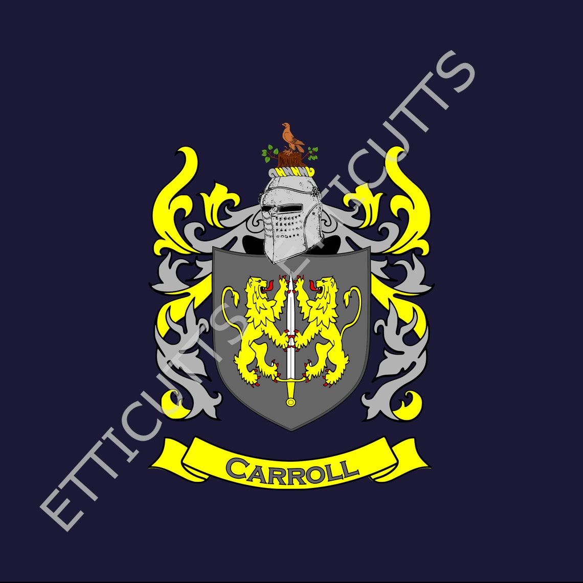 Carroll (irish) Coat of Arms Print Cut Sublimate Engrave Digital ...