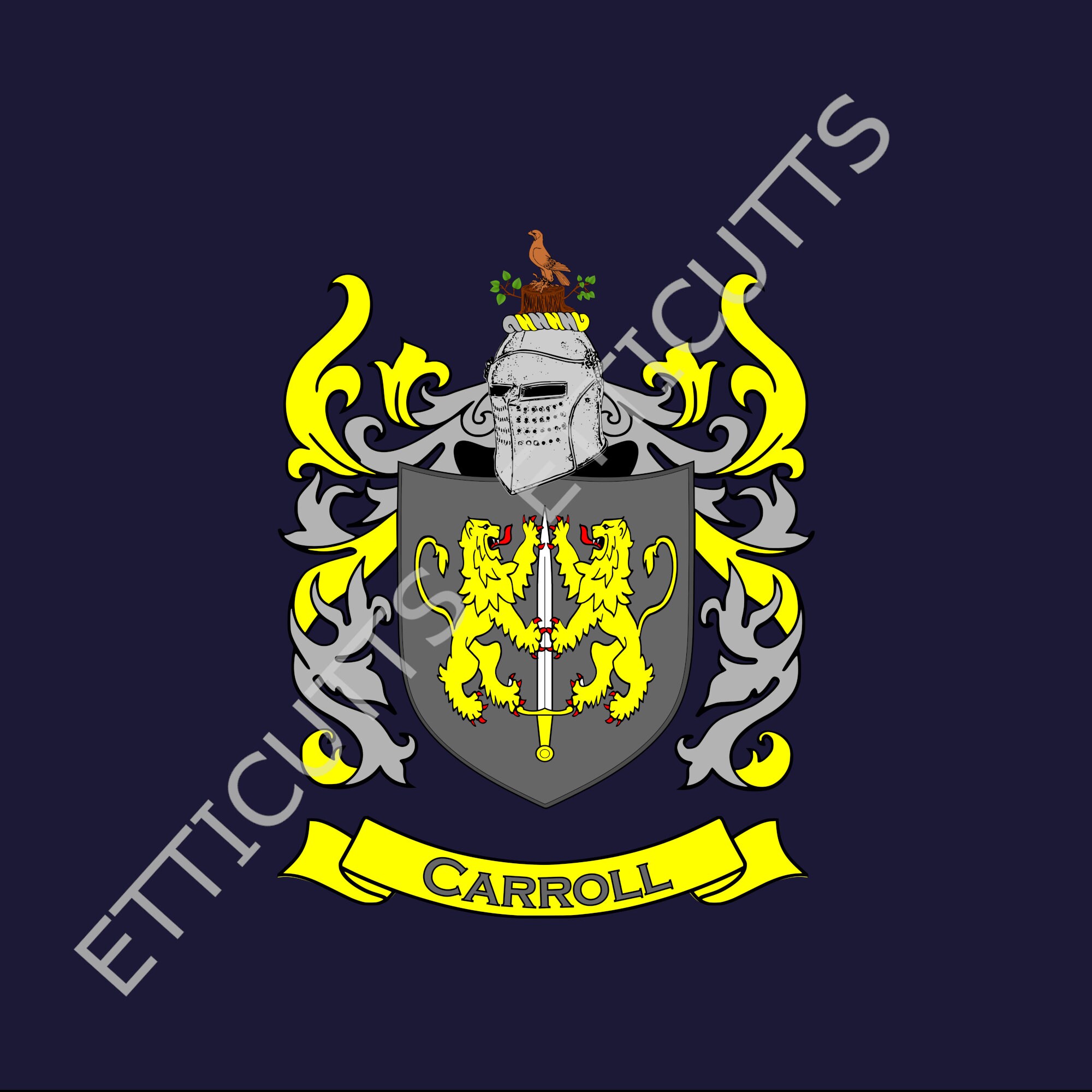 Carroll (irish) Coat of Arms Print Cut Sublimate Engrave Digital ...