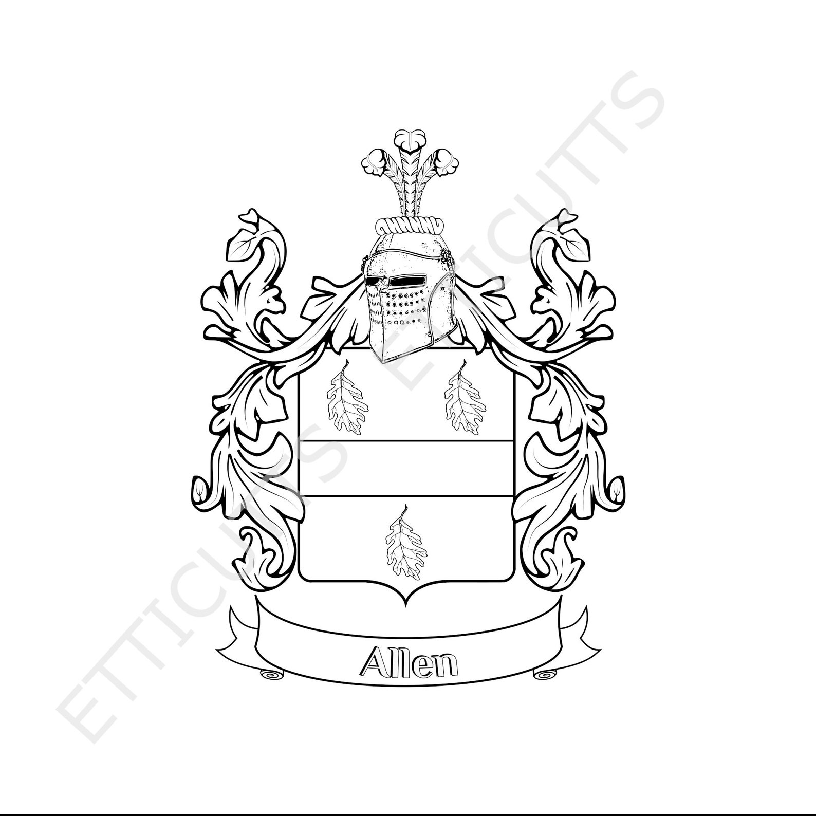 Allen Coat of Arms Family Crest PDF Download, Printable Coat of Arms ...