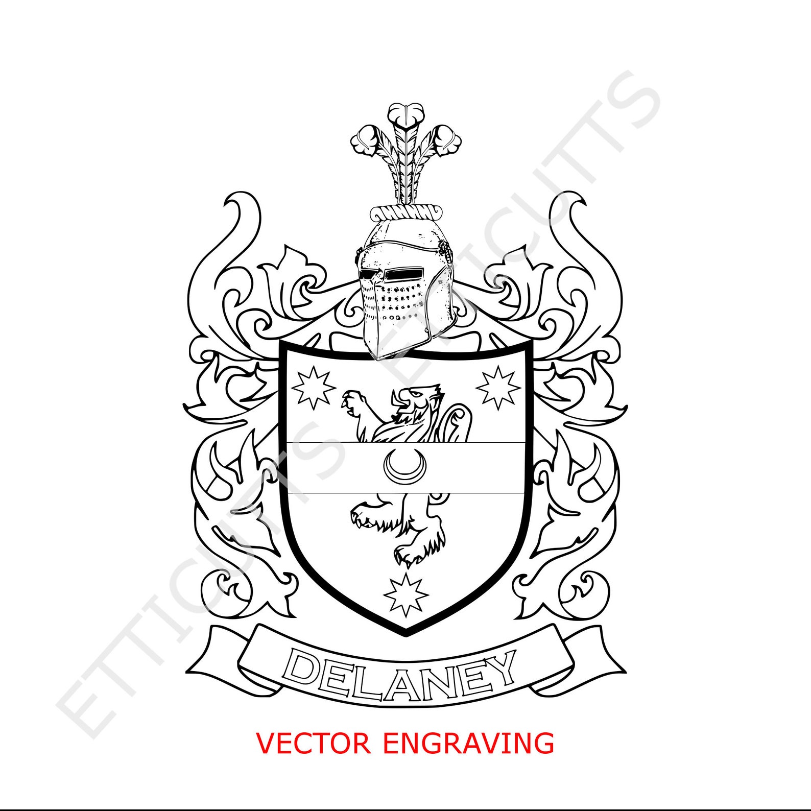 Delaney Coat of Arms Printable Cut Sublimate Engrave Digital Download ...