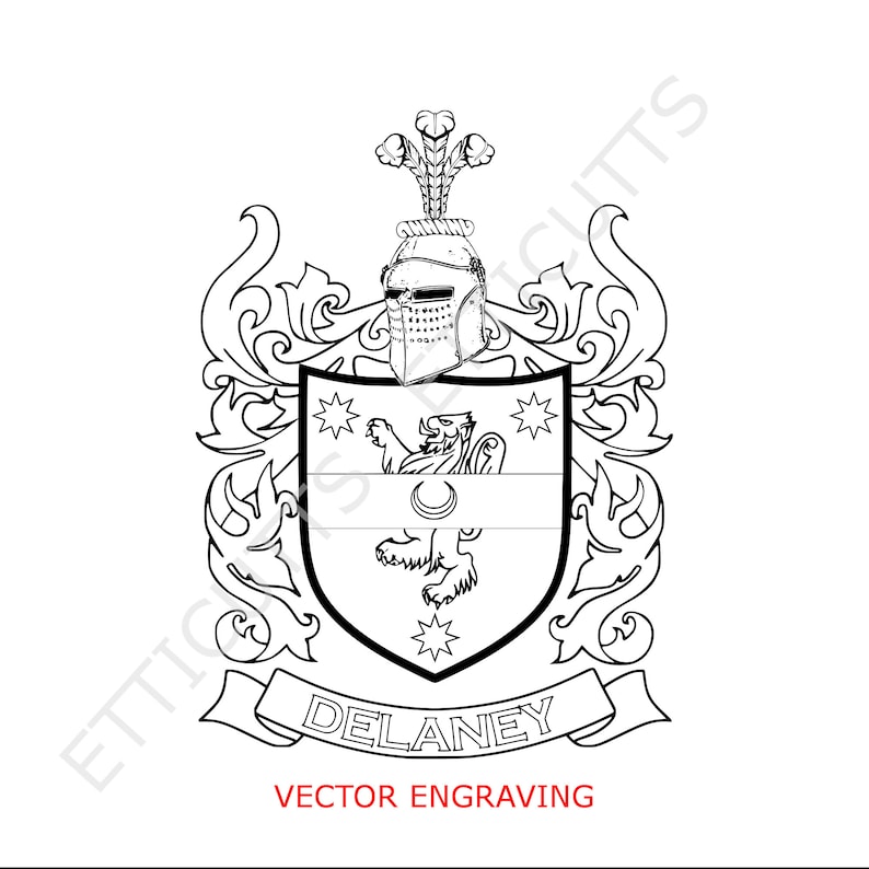 Delaney Coat of Arms Printable Cut Sublimate Engrave Digital Download ...
