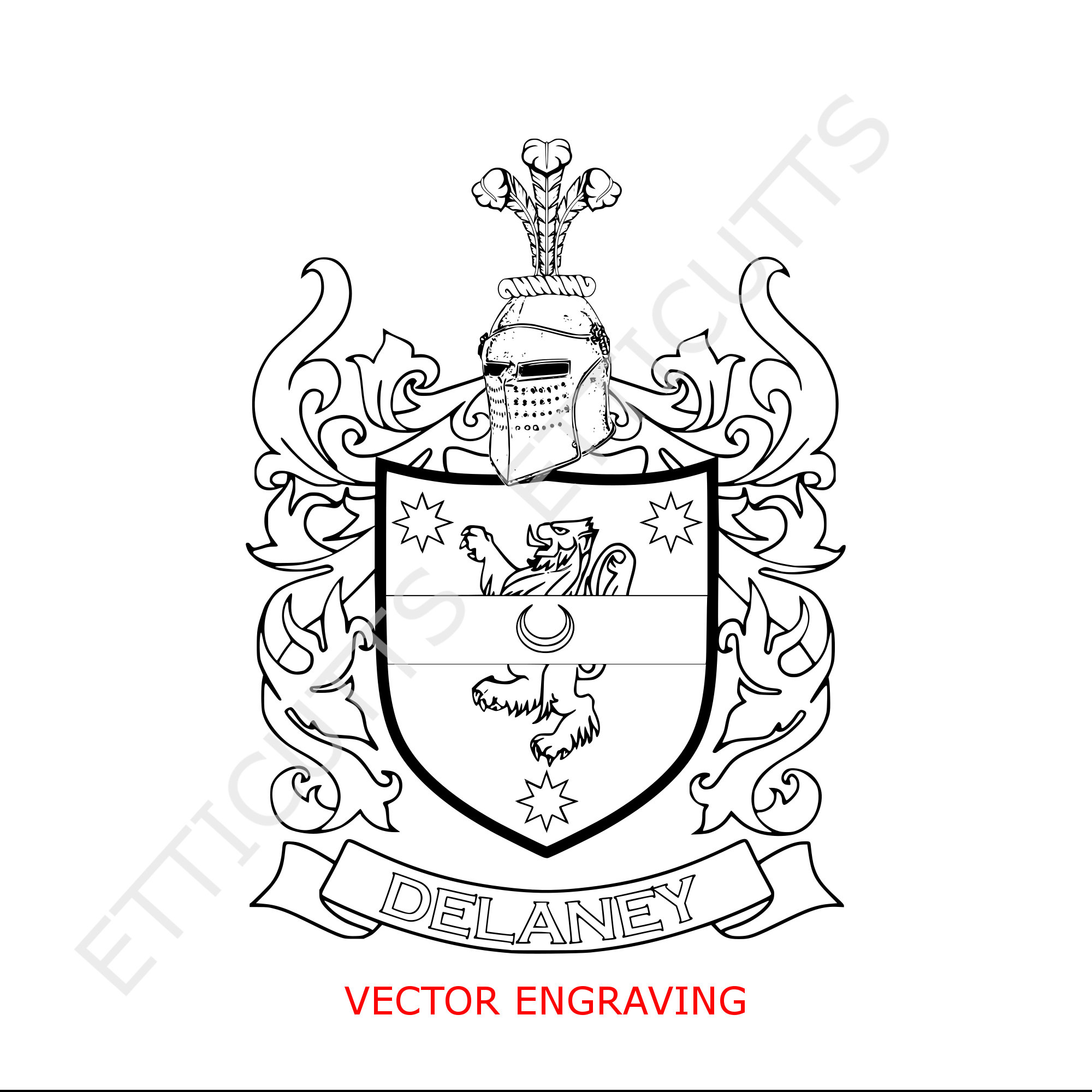Delaney Coat of Arms Printable Cut Sublimate Engrave Digital Download ...