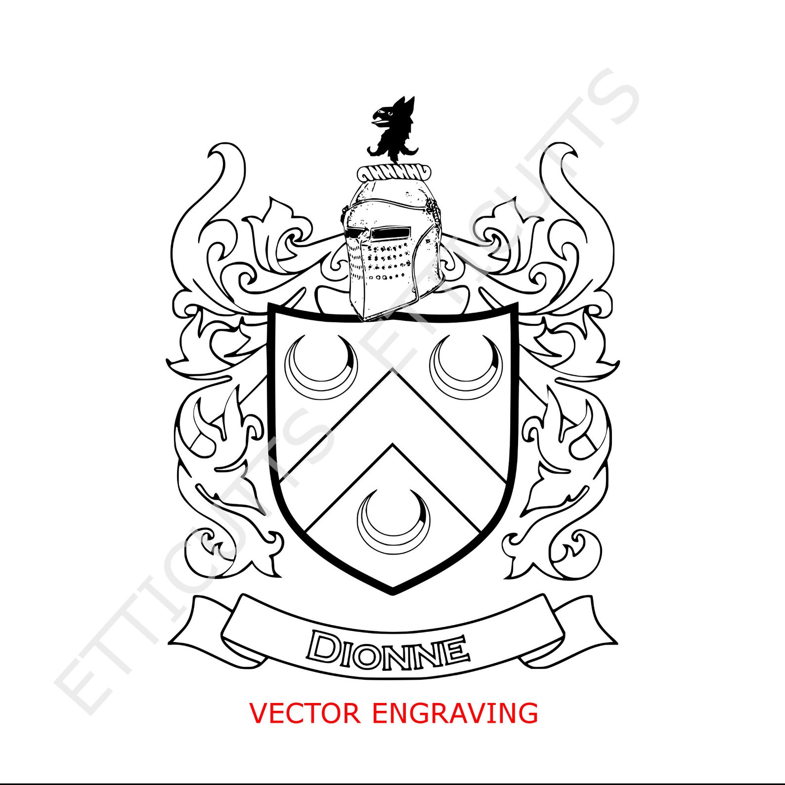 Dionne Coat of Arms Print Cut Sublimate Engrave Digital Download - Etsy