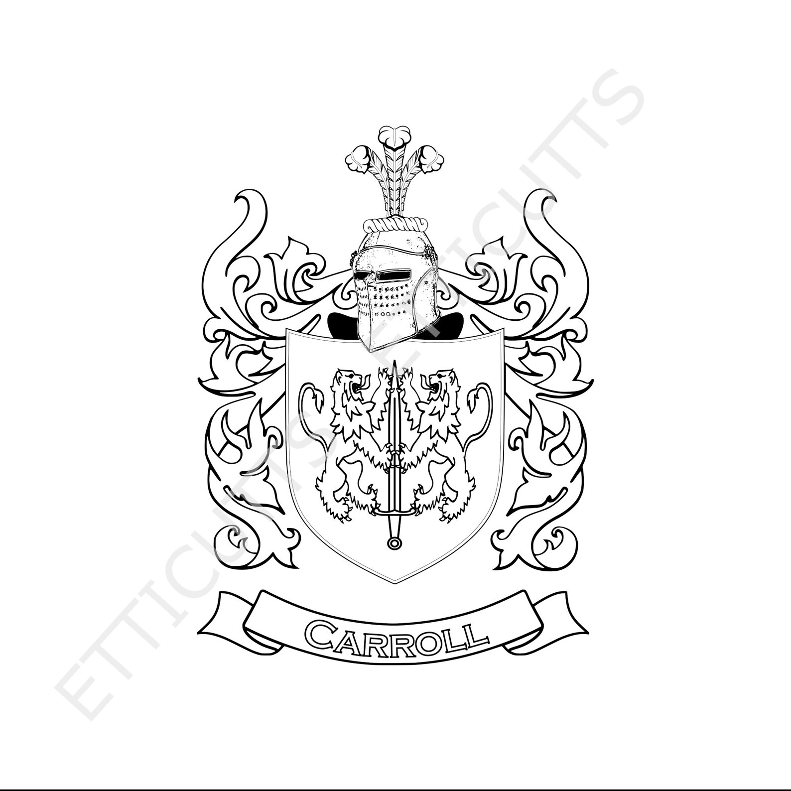 Carroll Coat of Arms Print Cut Sublimate Engrave Digital Download - Etsy