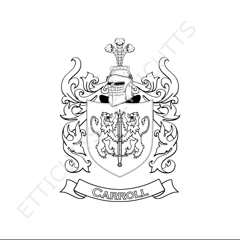 Carroll Coat of Arms Print Cut Sublimate Engrave Digital Download - Etsy
