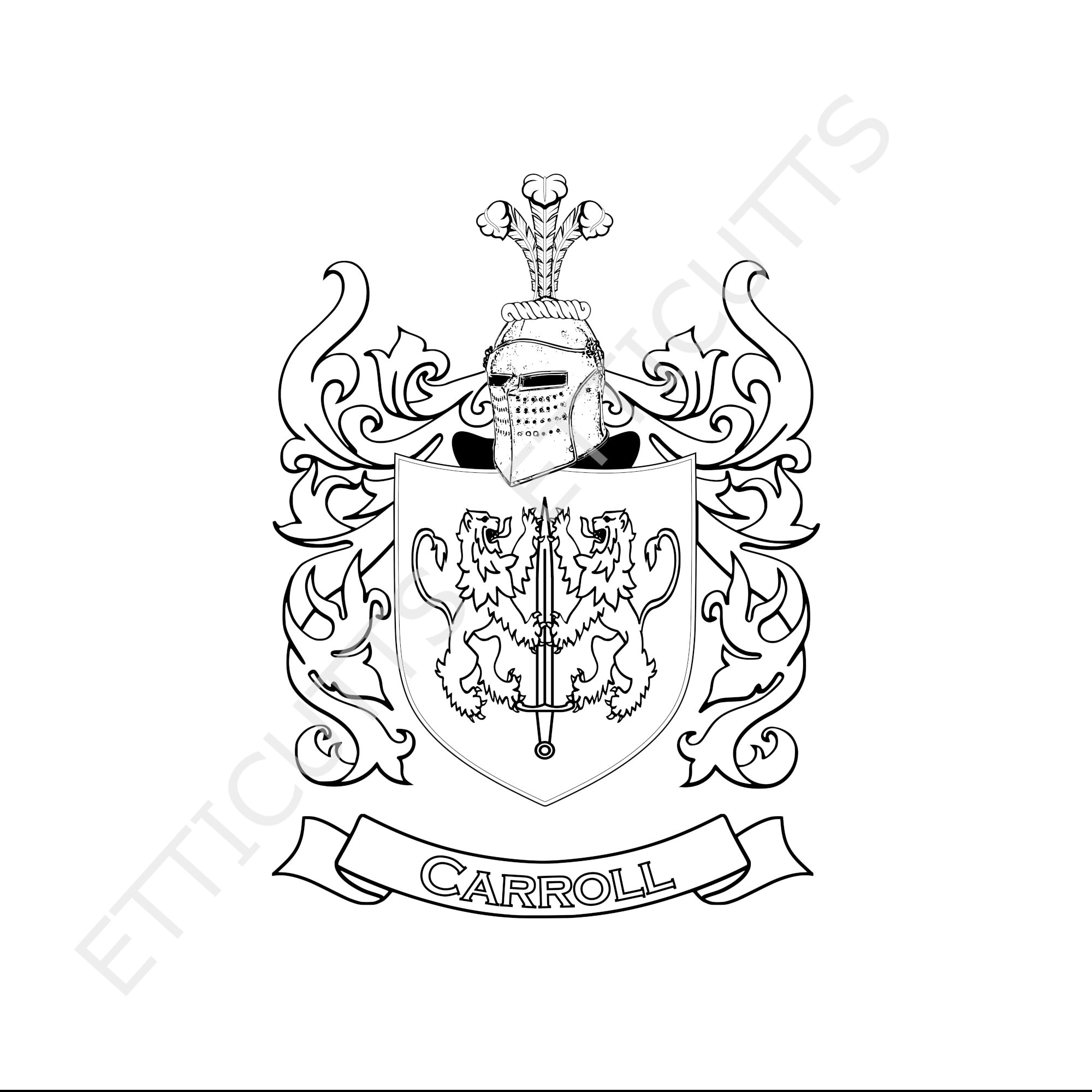 Carroll Coat of Arms Print Cut Sublimate Engrave Digital Download - Etsy