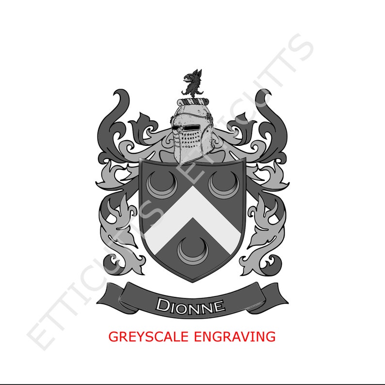 Dionne Coat of Arms Print Cut Sublimate Engrave Digital Download - Etsy