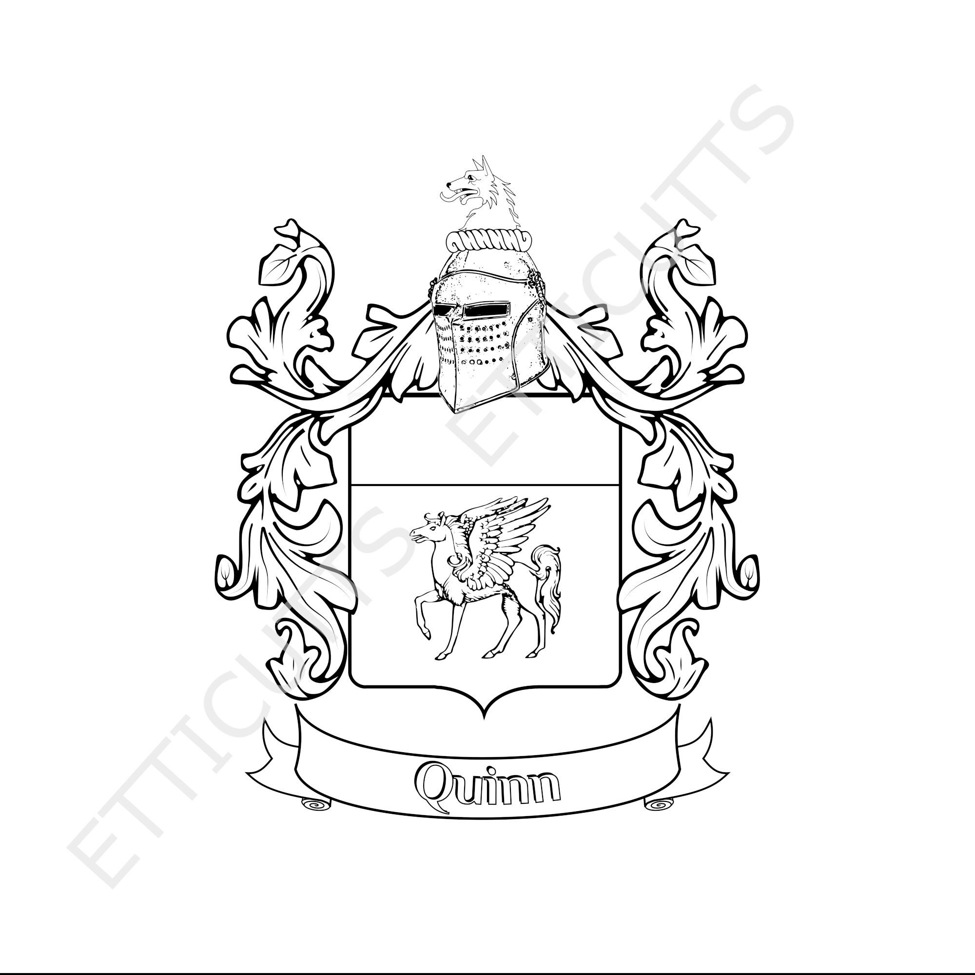 Bespoke Quinn Coat of Arms With Wolf Crest - Etsy