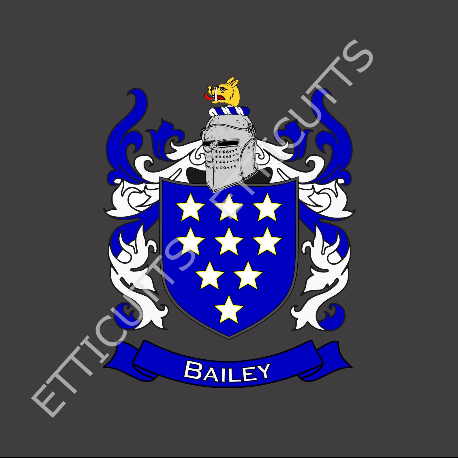 Bailey Coat of Arms Print Cut Sublimate Engrave Digital Download - Etsy