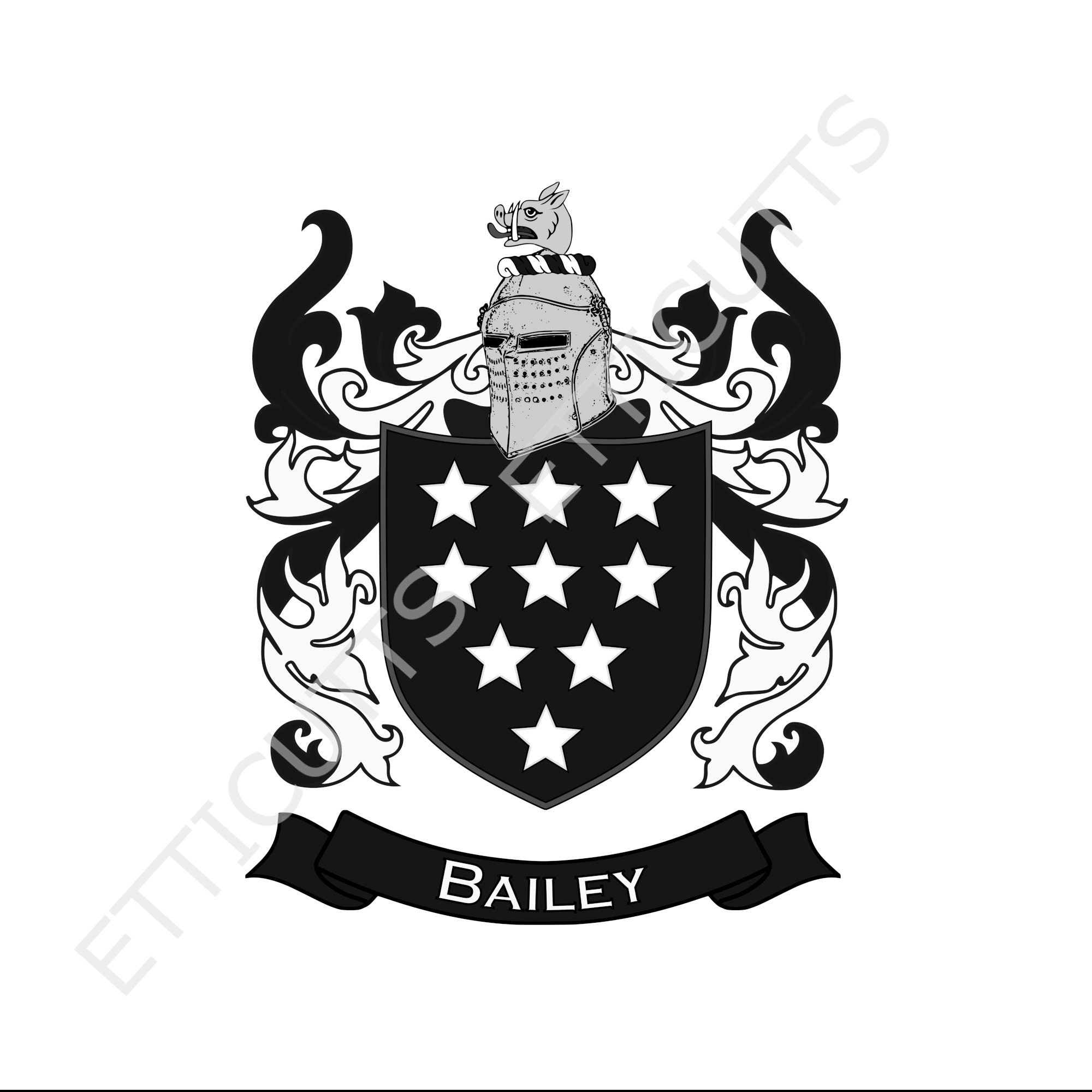 Bailey Coat of Arms Print Cut Sublimate Engrave Digital Download - Etsy