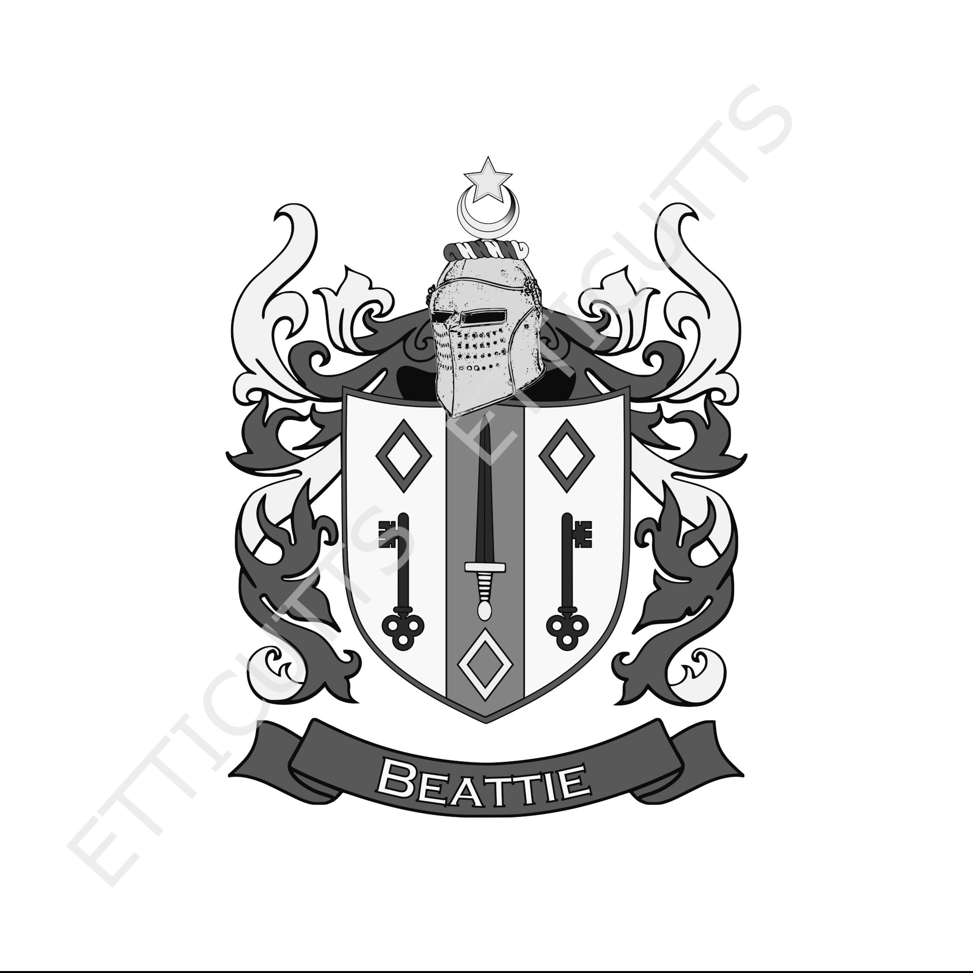 Beattie Coat of Arms Print Cut Sublimate Engrave Digital Download - Etsy