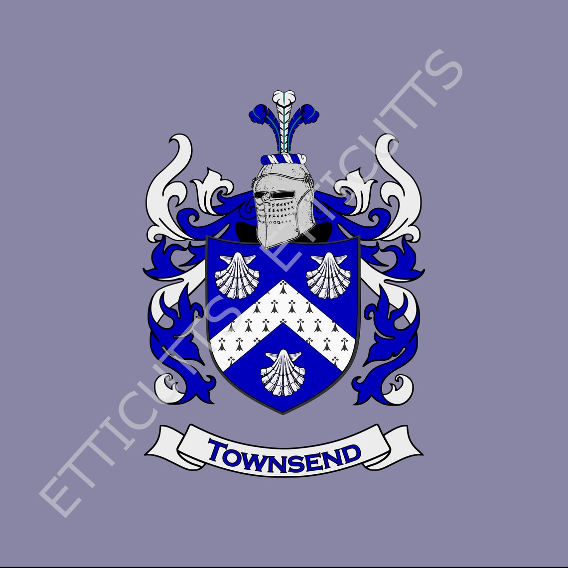 Townsend Coat of Arms Print Cut Sublimate Engrave Digital Download ...