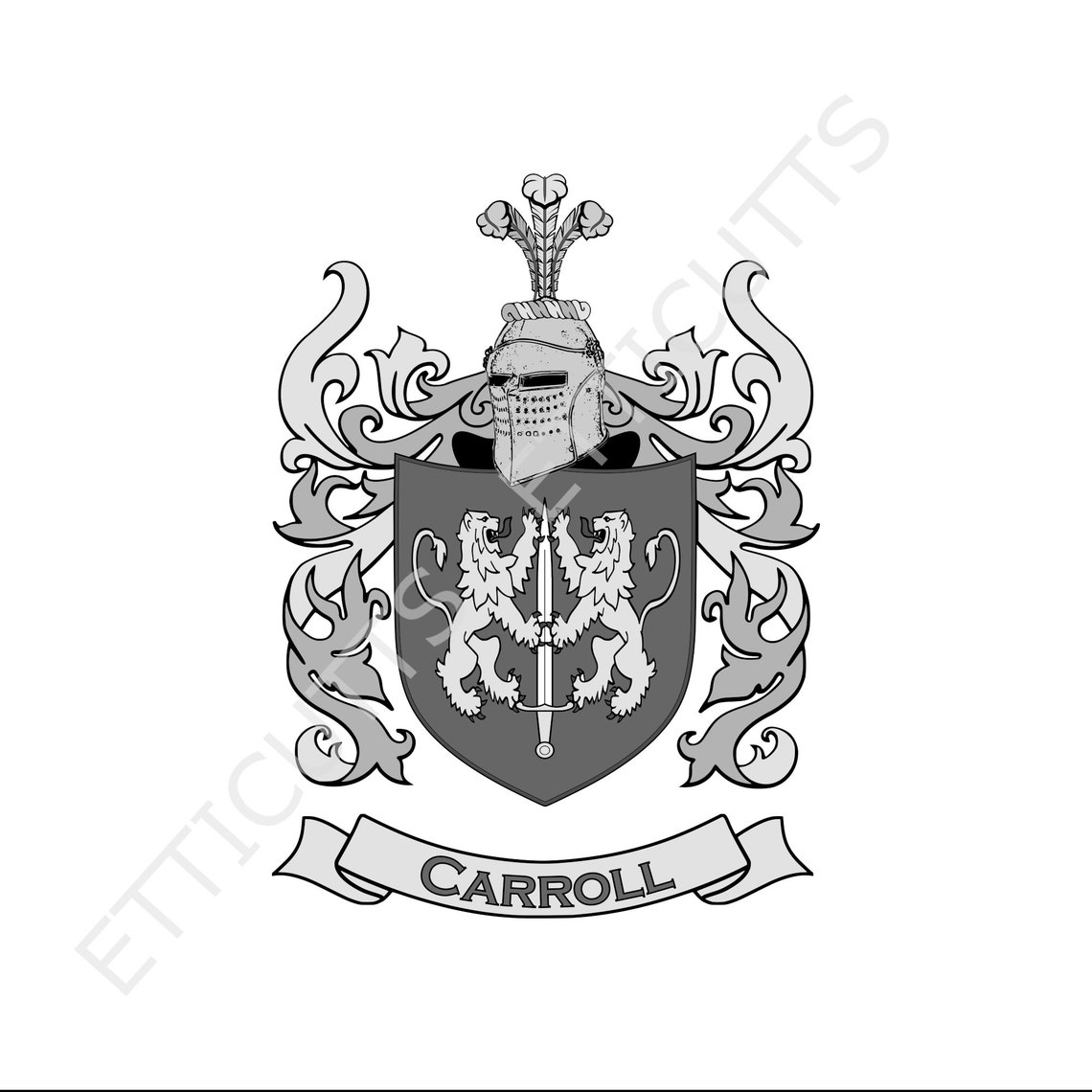 Carroll Coat of Arms Print Cut Sublimate Engrave Digital Download - Etsy