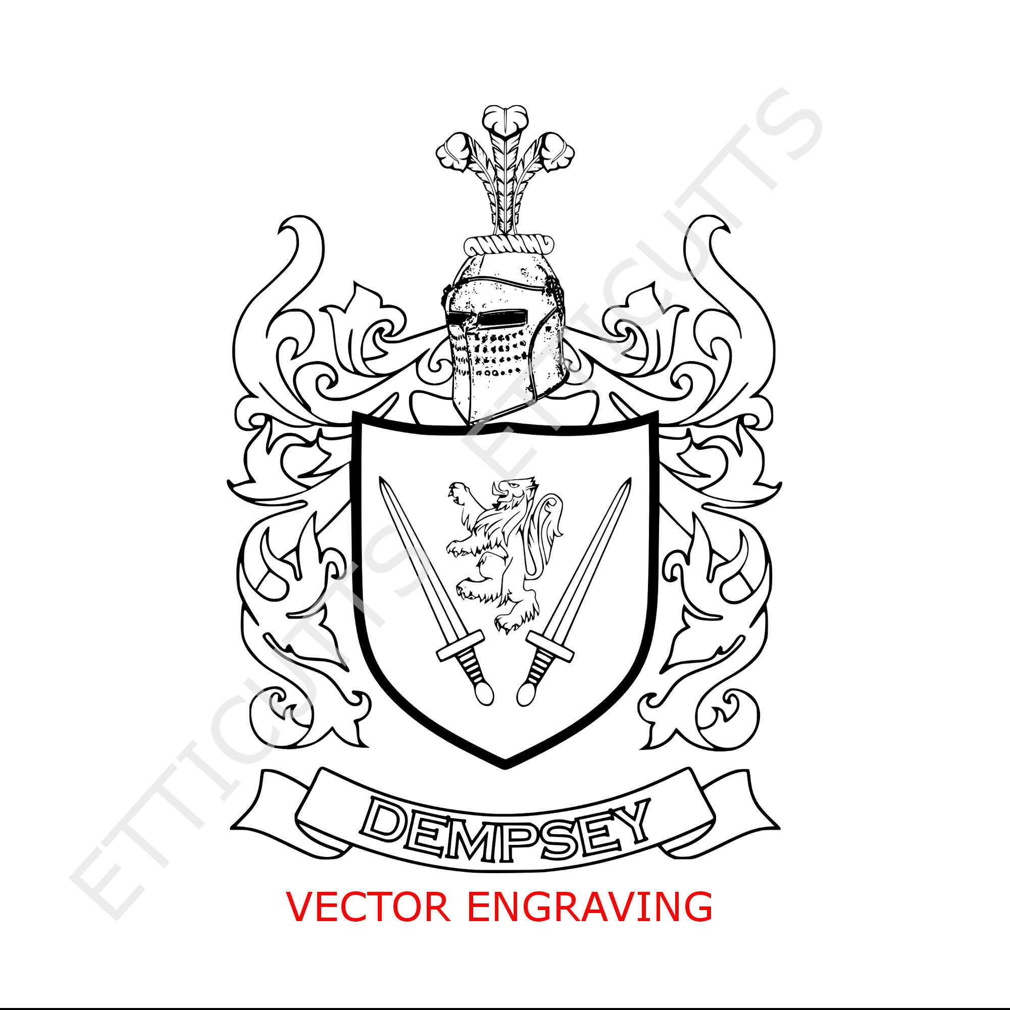 Dempsey Coat of Arms Print Cut Sublimate Engrave Digital Download - Etsy