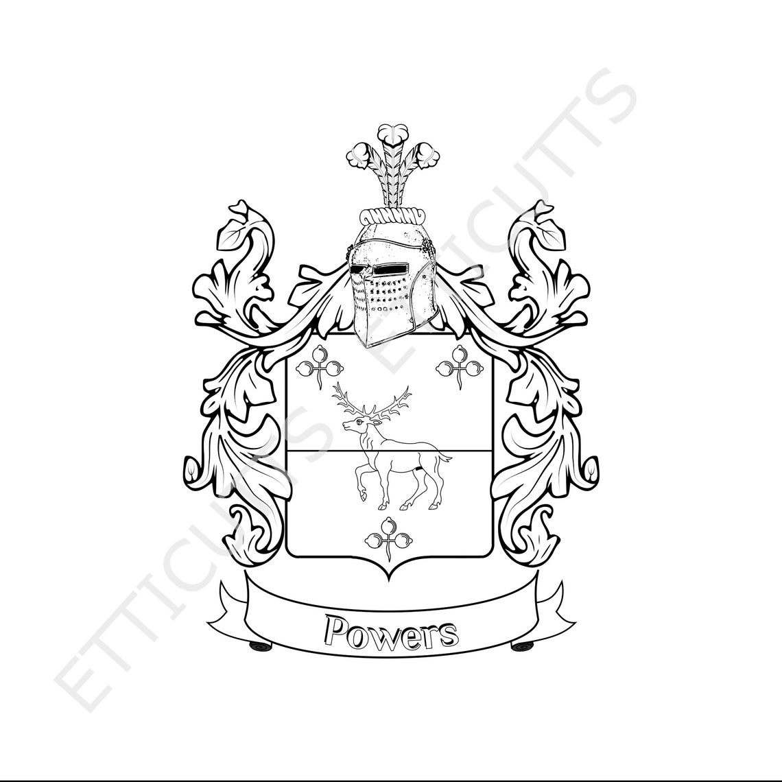 Powers Coat of Arms Print Cut Sublimate Engrave Digital Download - Etsy