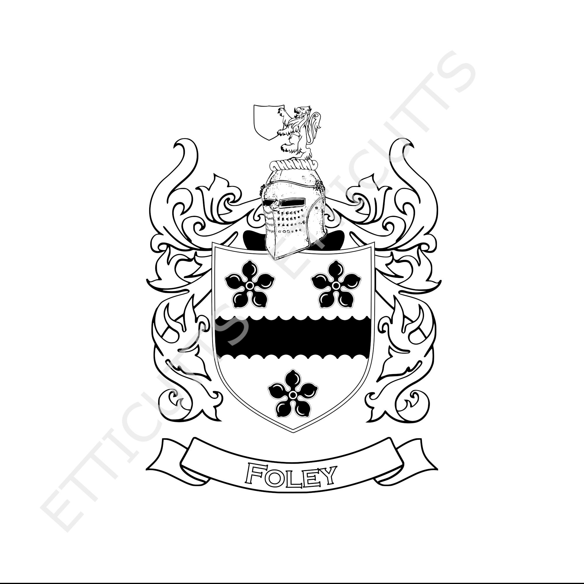 Foley Coat of Arms Print Cut Sublimate Engrave Digital Download - Etsy
