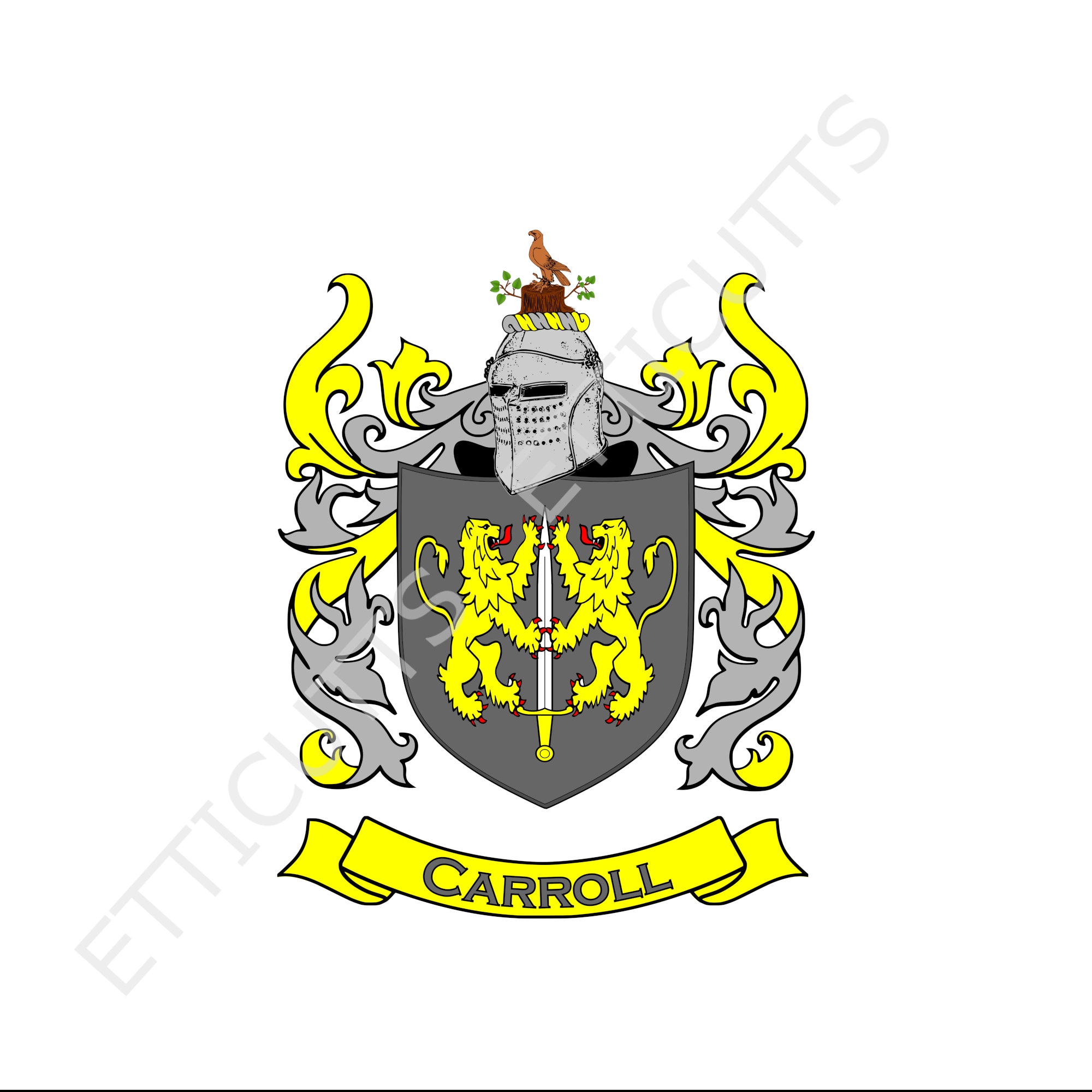 Carroll (irish) Coat of Arms Print Cut Sublimate Engrave Digital ...