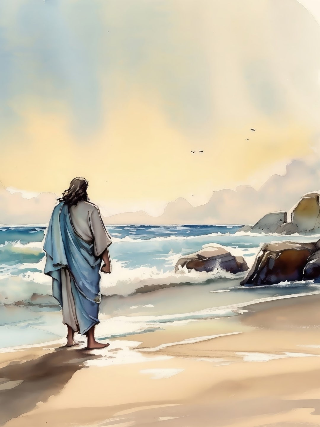 Jesus Christ - Serene Waters - Brushed Watercolor - Digital Download ...