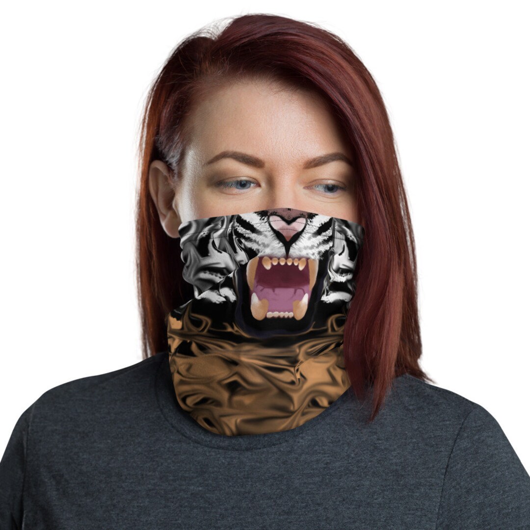 Facemask - Shield Handmade Drawn Tiger Mouth Face Neck Gaiter - Etsy