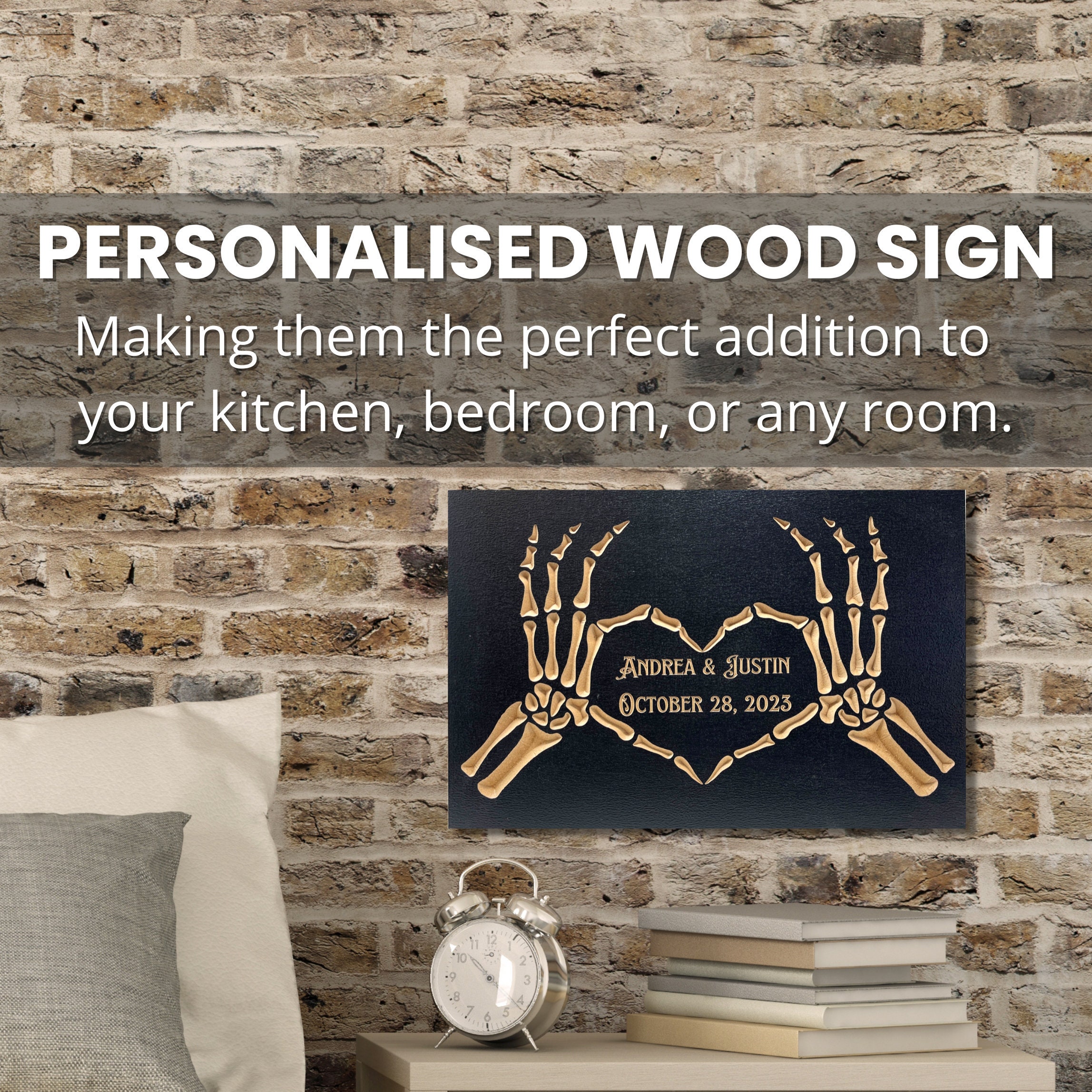 Personalized Skeleton Hands Heart Wall Decor Halloween Room - Etsy