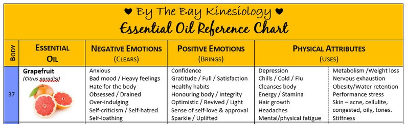 Essential Oil Reference Chart - Etsy