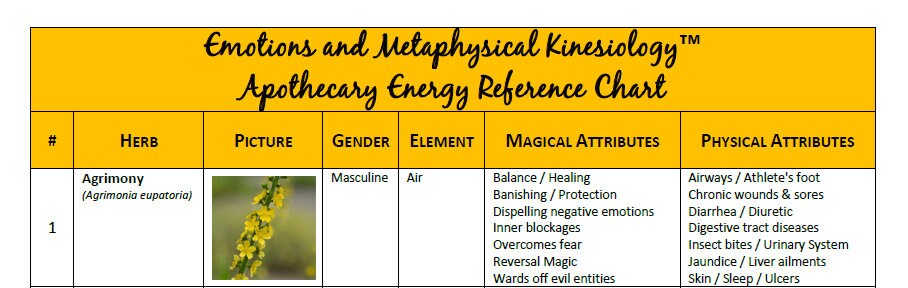 Apothecary Energy Reference Chart (PDF Digital Download) - Etsy