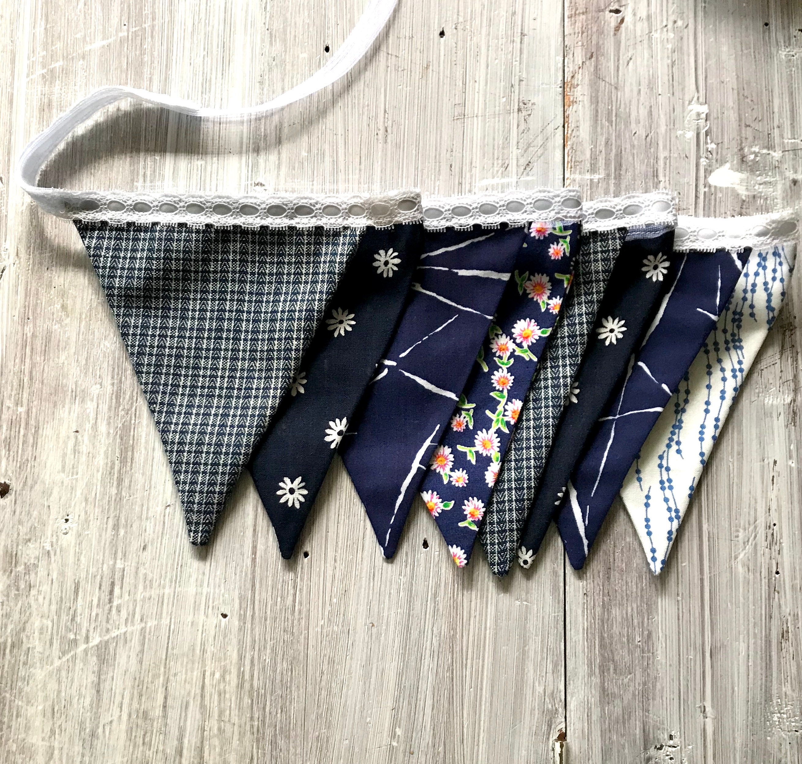 Blue and White Fabric Bunting Kids Party Bunting Decorations | Etsy