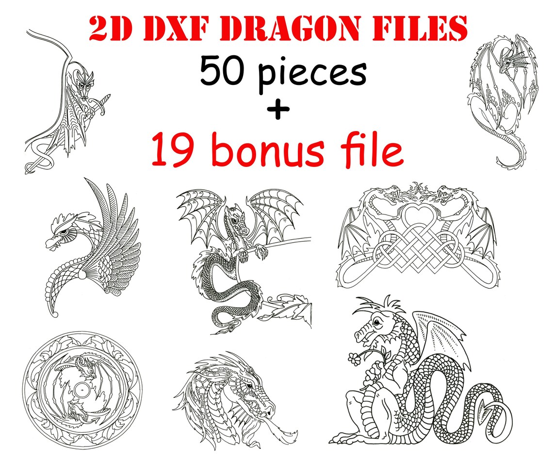 Dxf/dwg/svg Dragon Vectore Files/diy/crafts/laser Cutting Files/digital ...