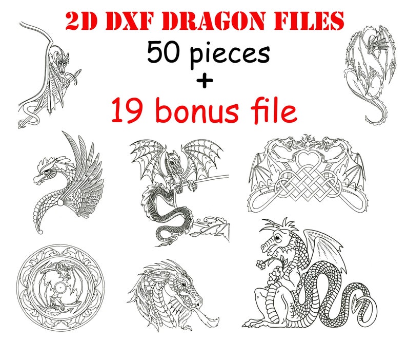 Dxf/dwg/svg Dragon Vectore Files/diy/crafts/laser Cutting Files/digital ...