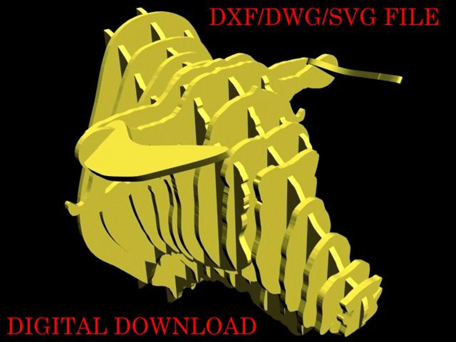 DXF/DWG Bull Head Trophy File/laser Cut File/diy/crafts/3d Puzzle ...
